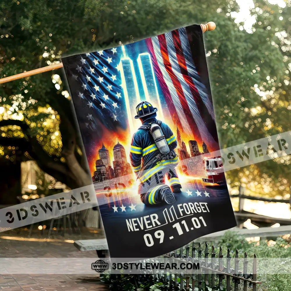 United States Flag, Fireman 911 Memorial - American Memorial Flag